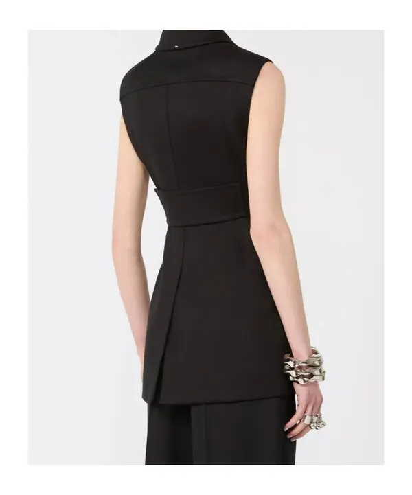 Sportmax Gabarra Sleeveless Gabardine Blazer