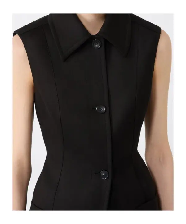 Sportmax Gabarra Sleeveless Gabardine Blazer