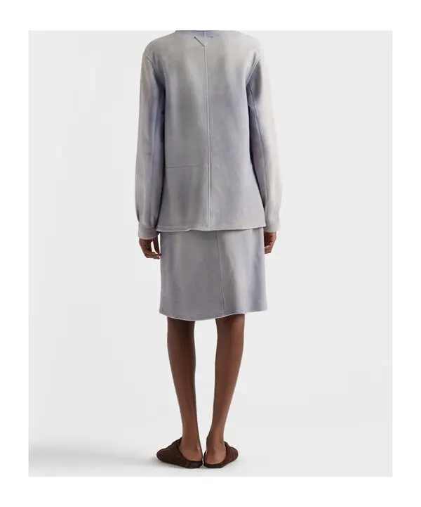 Prada Buttoned Suede A-line Skirt - Sky-blue
