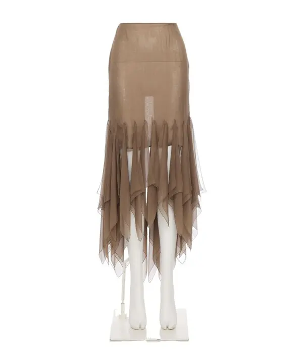Valentino Garavani Asymmetrical Chiffon Skirt - Brown