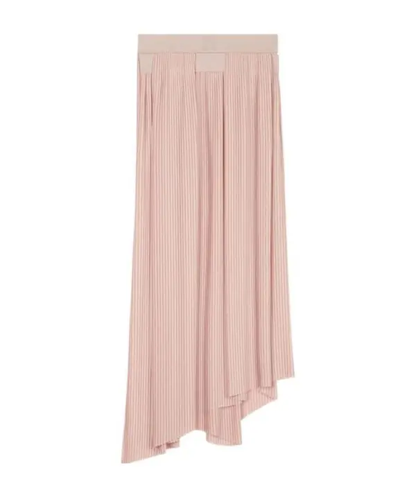 Givenchy Pink Asymmetrical Pleated Skirt With Double Belt Detail