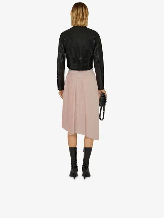 Givenchy Pink Asymmetrical Pleated Skirt With Double Belt Detail