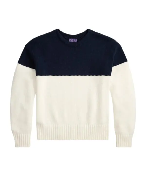 Ralph Lauren Colorblock Ribbed Knit Sweater - White