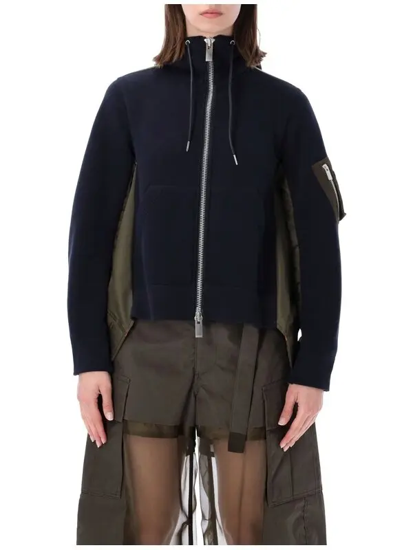 Sacai Contrast Panel Zip Hoodie