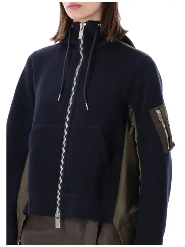 Sacai Contrast Panel Zip Hoodie