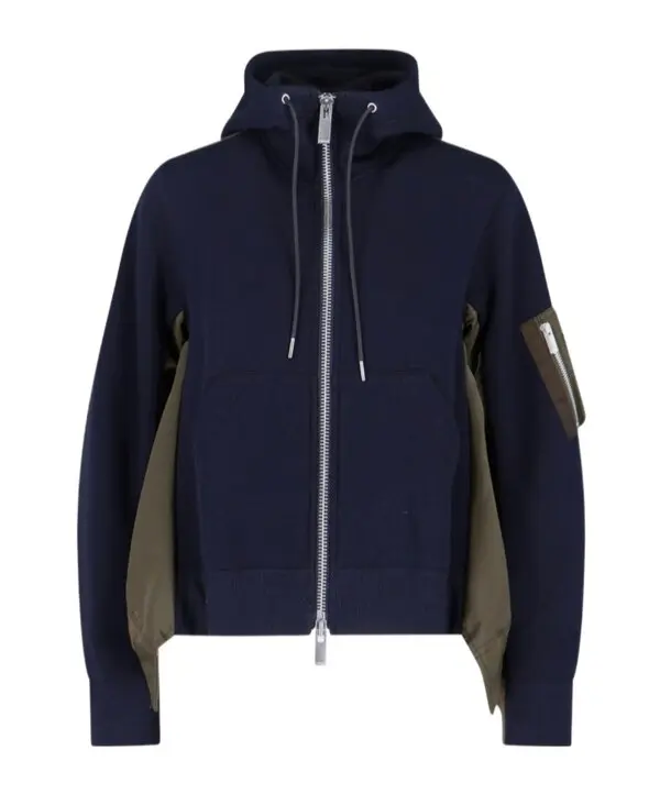 Sacai Contrast Panel Zip Hoodie - No