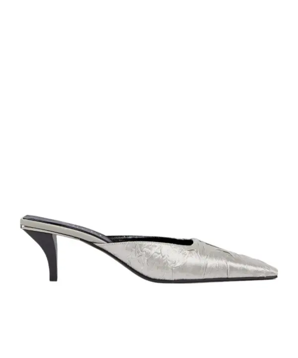 Gucci Metallic Mules - Metallic Silver