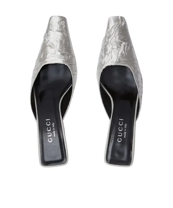 Gucci Metallic Mules - Metallic Silver