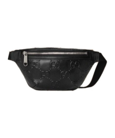 Gucci Gg Embossed Leather Belt Bag - Black