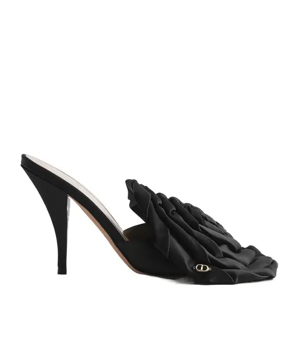 Dior Aurore Heeled Sandal With Floral Embellishment - Black