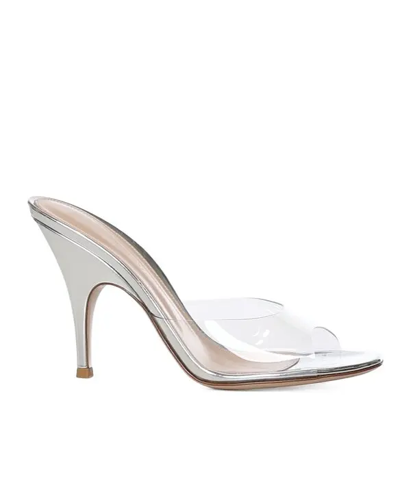 GIANVITO ROSSI Plexi 95 High Heel Mules - White
