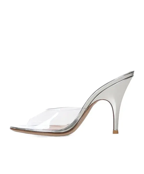 GIANVITO ROSSI Plexi 95 High Heel Mules - White