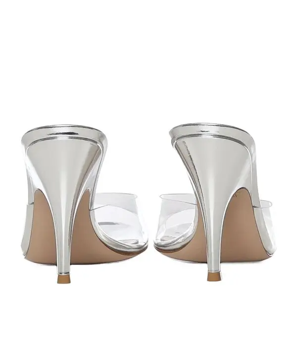 GIANVITO ROSSI Plexi 95 High Heel Mules - White