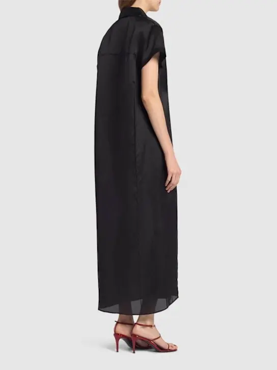 Khaite Effy Silk Blend Organza Long Dress - Black