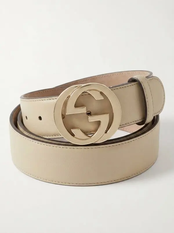 Gucci Double G Buckle Leather Belt - Nude