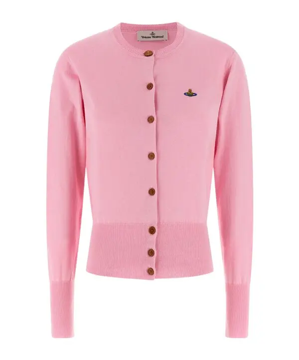 VIVIENNE WESTWOOD Logo Embroidered Knitted Cardigan - Pink