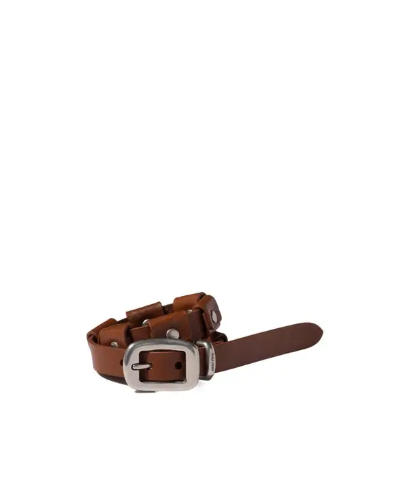 Miu Miu Buckled Leather Bracelet - Tobacco/silver