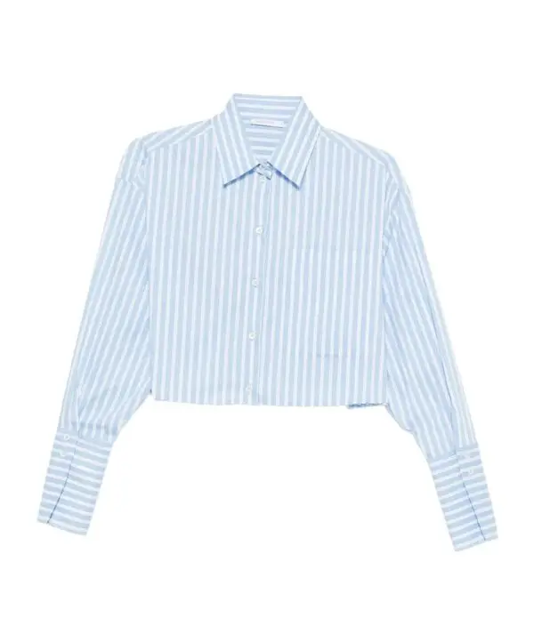 Patrizia Pepe Striped Cropped Shirt - Blue