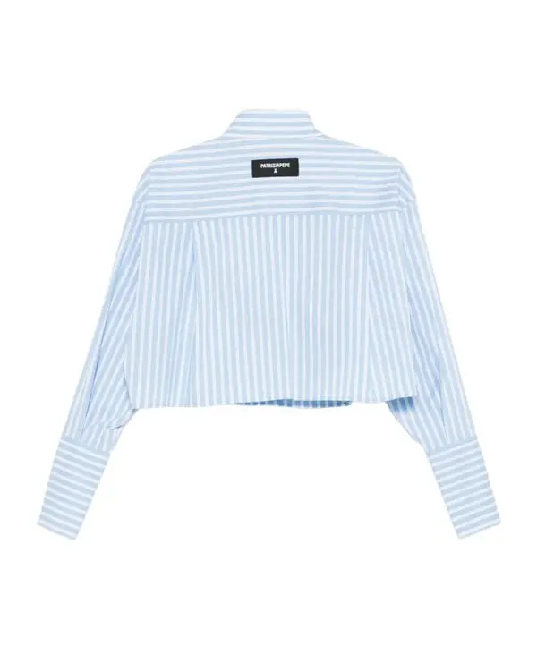 Patrizia Pepe Striped Cropped Shirt - Blue