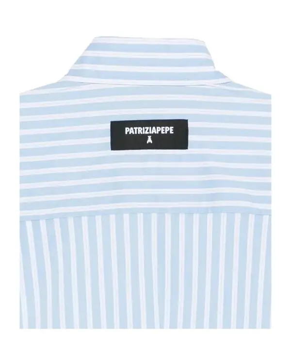 Patrizia Pepe Striped Cropped Shirt - Blue