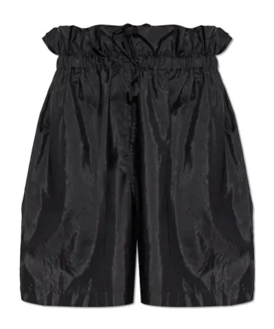 JIL SANDER Ruffled Loose Fit Shorts - Black