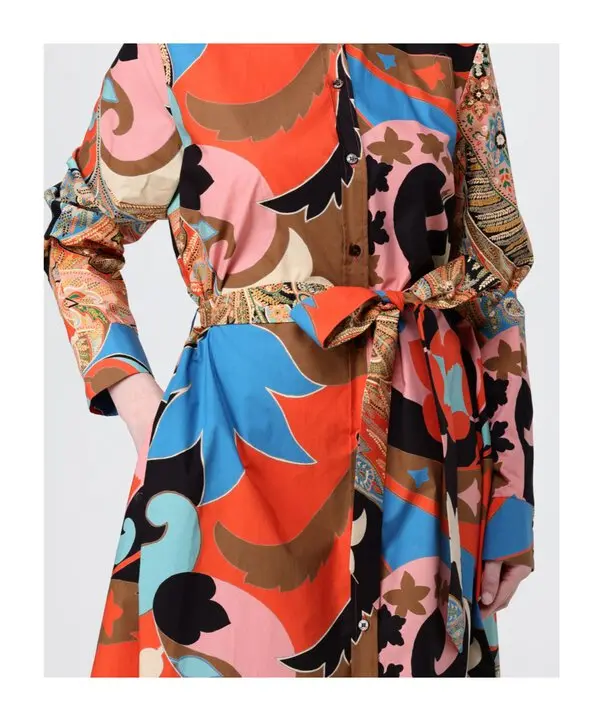 Etro Paisley-print Belted Shirt Dress - Multicolor