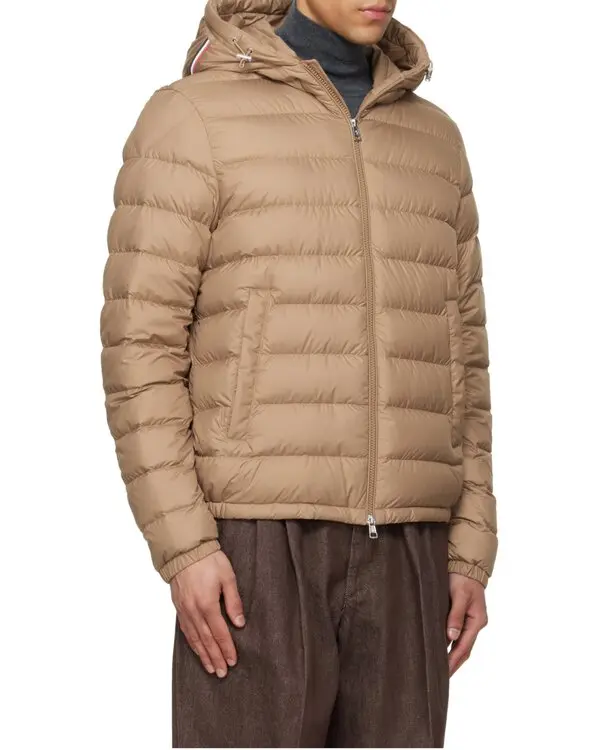 Moncler Logo Patch Zip-up Hooded Jacket - Beige