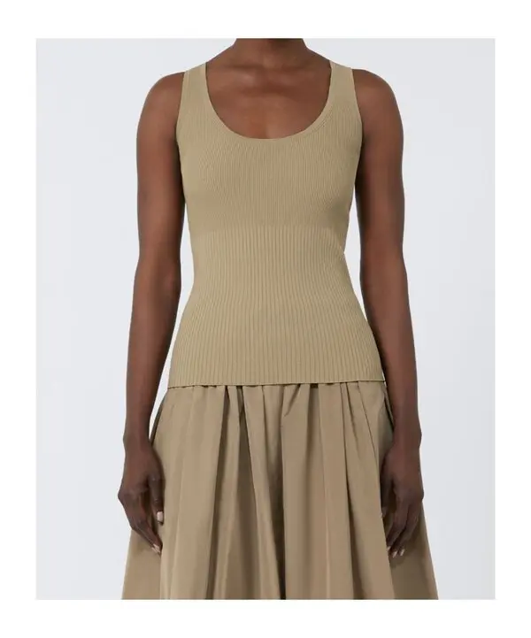Max Mara Ribbed Knit Tank Top - Khaki