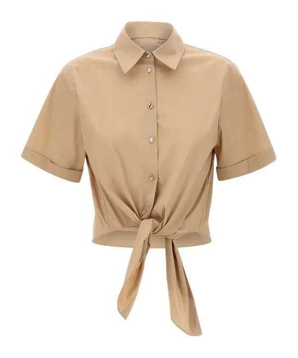 Liu Jo Knotted Cropped Shirt - Nude