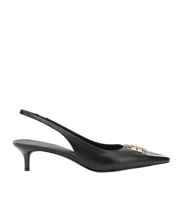 Tory Burch Logo Slingback Pointed-toe High-heeled Pumps - Black