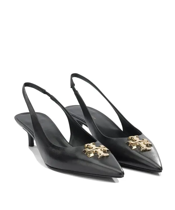 Tory Burch Logo Slingback Pointed-toe High-heeled Pumps - Black