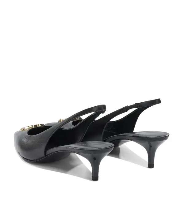 Tory Burch Logo Slingback Pointed-toe High-heeled Pumps - Black
