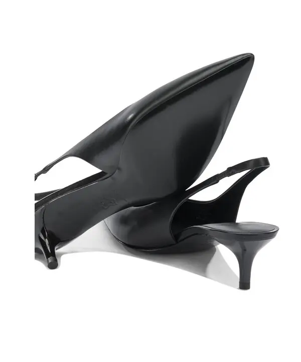 Tory Burch Logo Slingback Pointed-toe High-heeled Pumps - Black