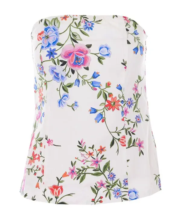 Liu Jo Floral Print Strapless Top - White