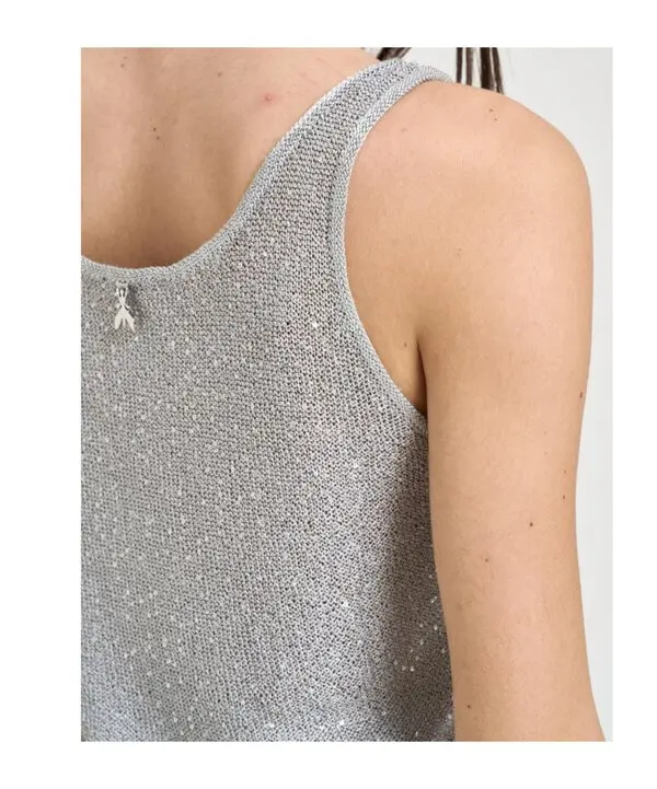 Patrizia Pepe Sequin Embellished Scoop Neck Sleeveless Top