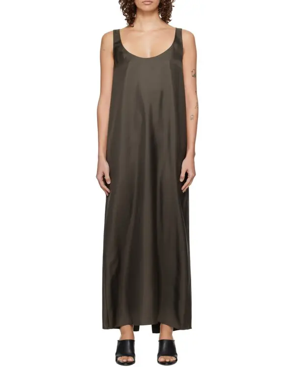RÓHE Sleeveless Maxi Dress With U-neck And Back Slit - Black
