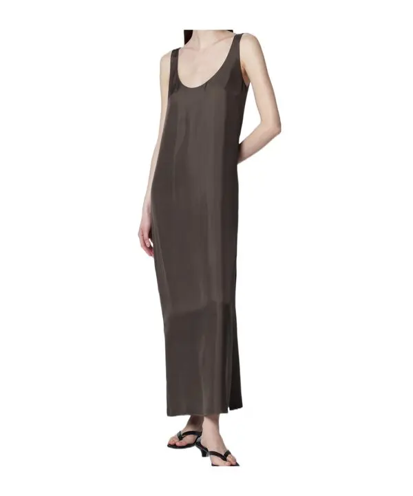 RÓHE Sleeveless Maxi Dress With U-neck And Back Slit - Black
