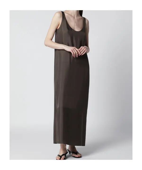 RÓHE Sleeveless Maxi Dress With U-neck And Back Slit - Black