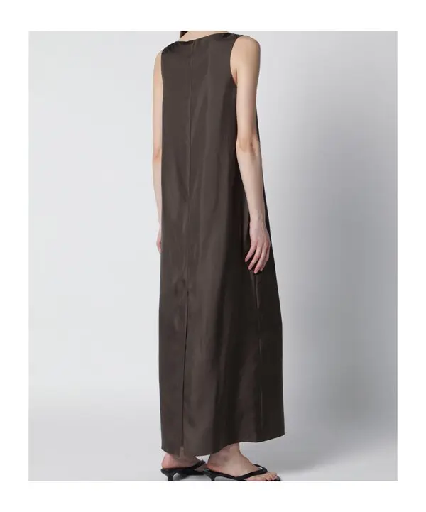 RÓHE Sleeveless Maxi Dress With U-neck And Back Slit - Black