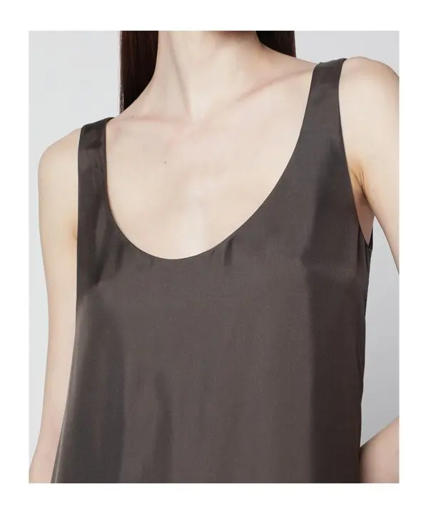 RÓHE Sleeveless Maxi Dress With U-neck And Back Slit - Black