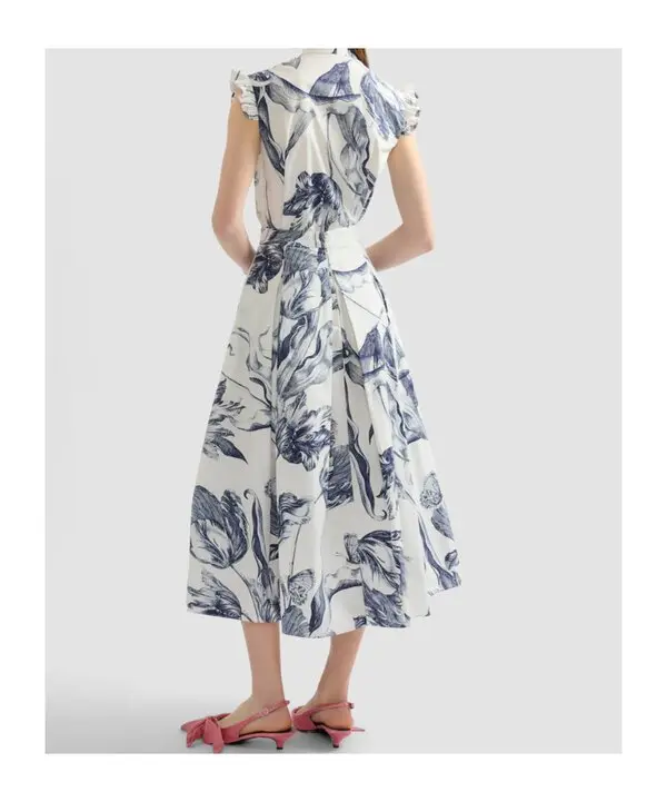 Erdem Floral Print Sleeveless Top With Ruffled Trims