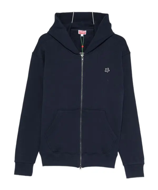 Kenzo Boke Flower Embroidered Zip Hoodie - Black