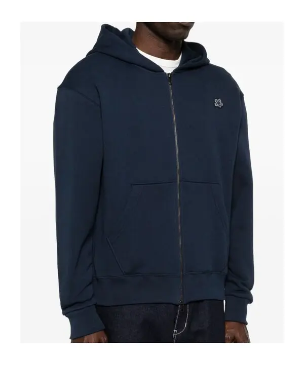 Kenzo Boke Flower Embroidered Zip Hoodie - Black