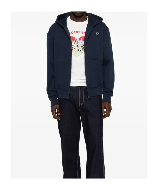 Kenzo Boke Flower Embroidered Zip Hoodie - Black