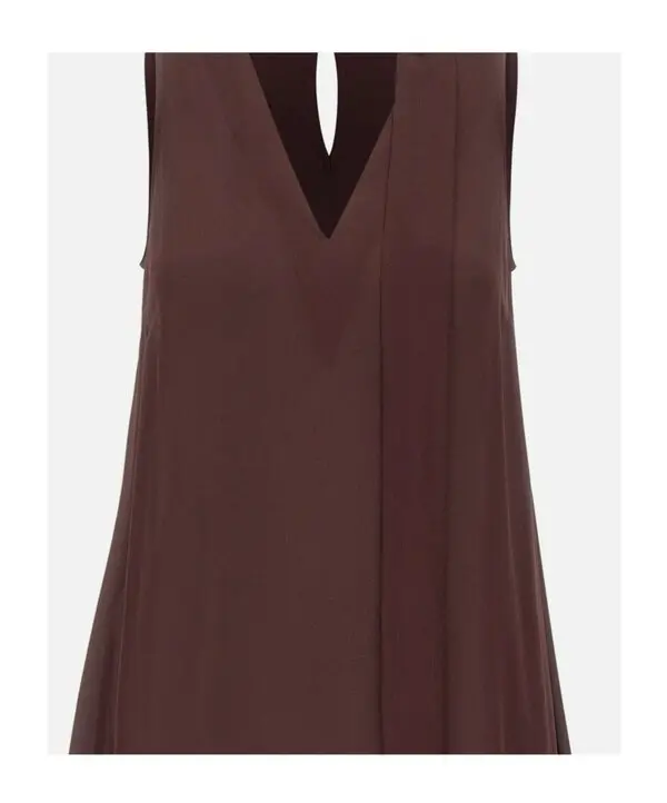KAOS Sleeveless V-neck Dress With Scarf Detail And Ruffled Hem