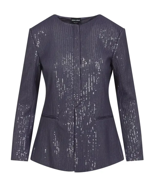 Giorgio Armani Embellished Lonh-sleeve Jacket - Black
