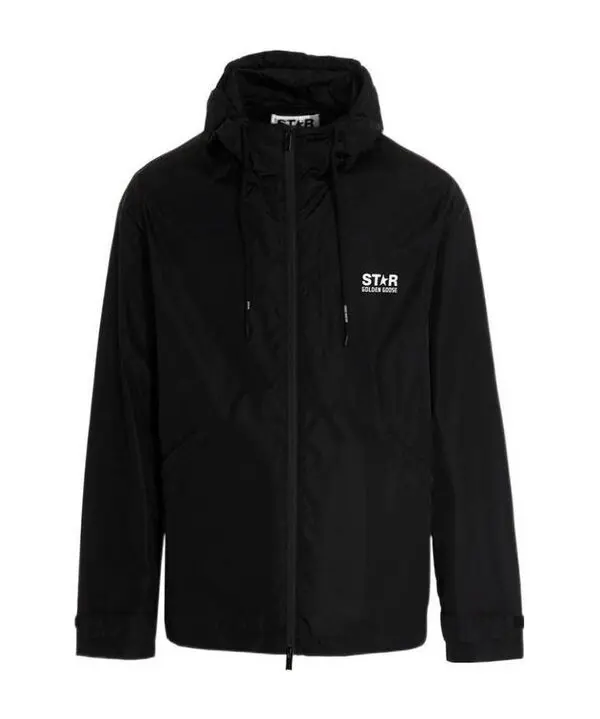 GOLDEN GOOSE Darris Zip Up Windbreaker With Logo - Black
