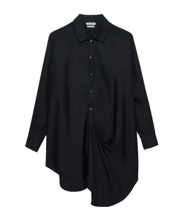 J.W.ANDERSON Tuxedo Drape Silk Dress - Black