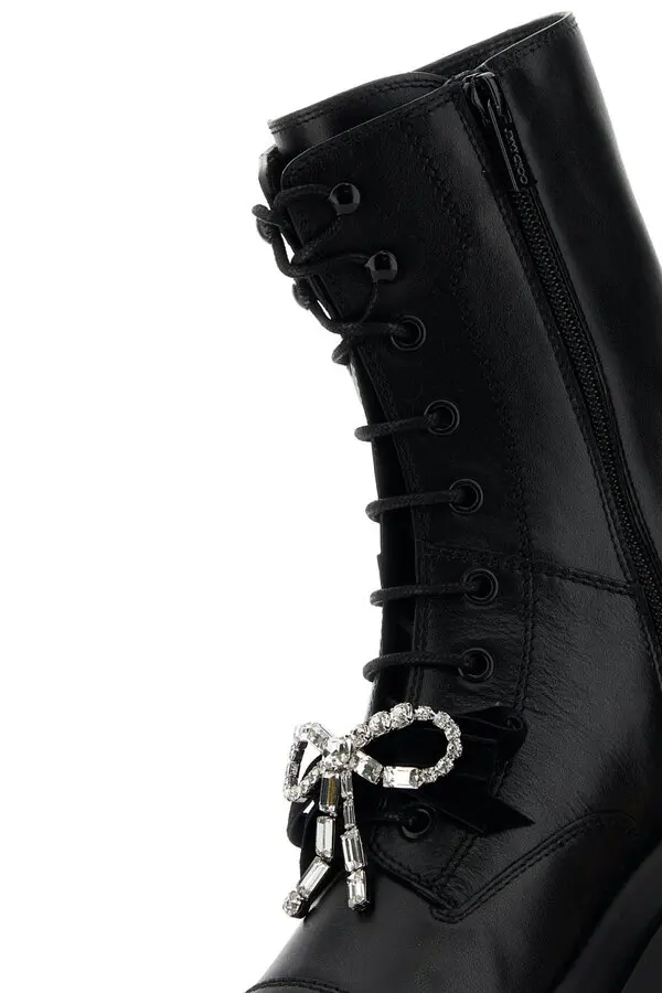 JIMMY CHOO Lace-up Round Toe Boots With Bow Detail