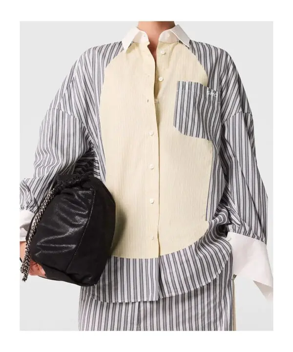 Stella McCartney Oversized Mixed Striped Shirt - Grey/white